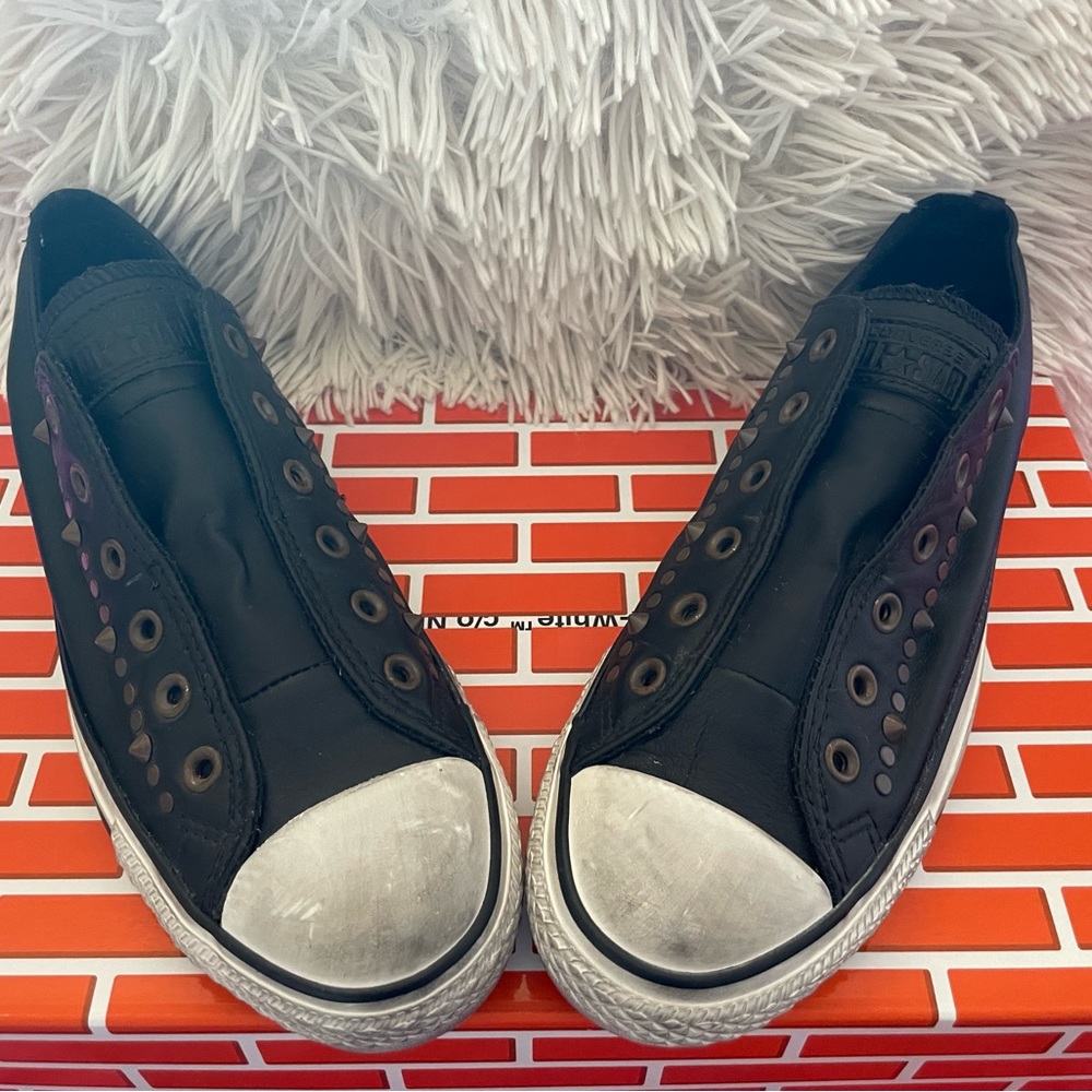 New Converse All Star Custom Made Leather Stud Slip O… - Gem